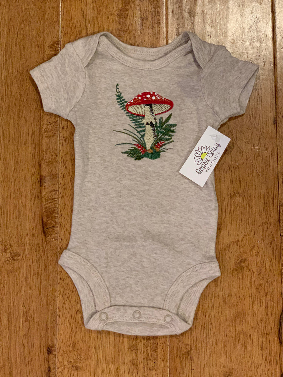Embroidered onesie - Mushroom – Oopsie Daisy Boutique